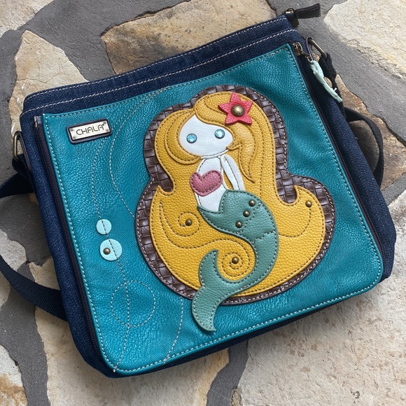 Chala | Bags | Chala Deluxe Messenger Bag Nwot Bluegreen Jean Mermaid ...